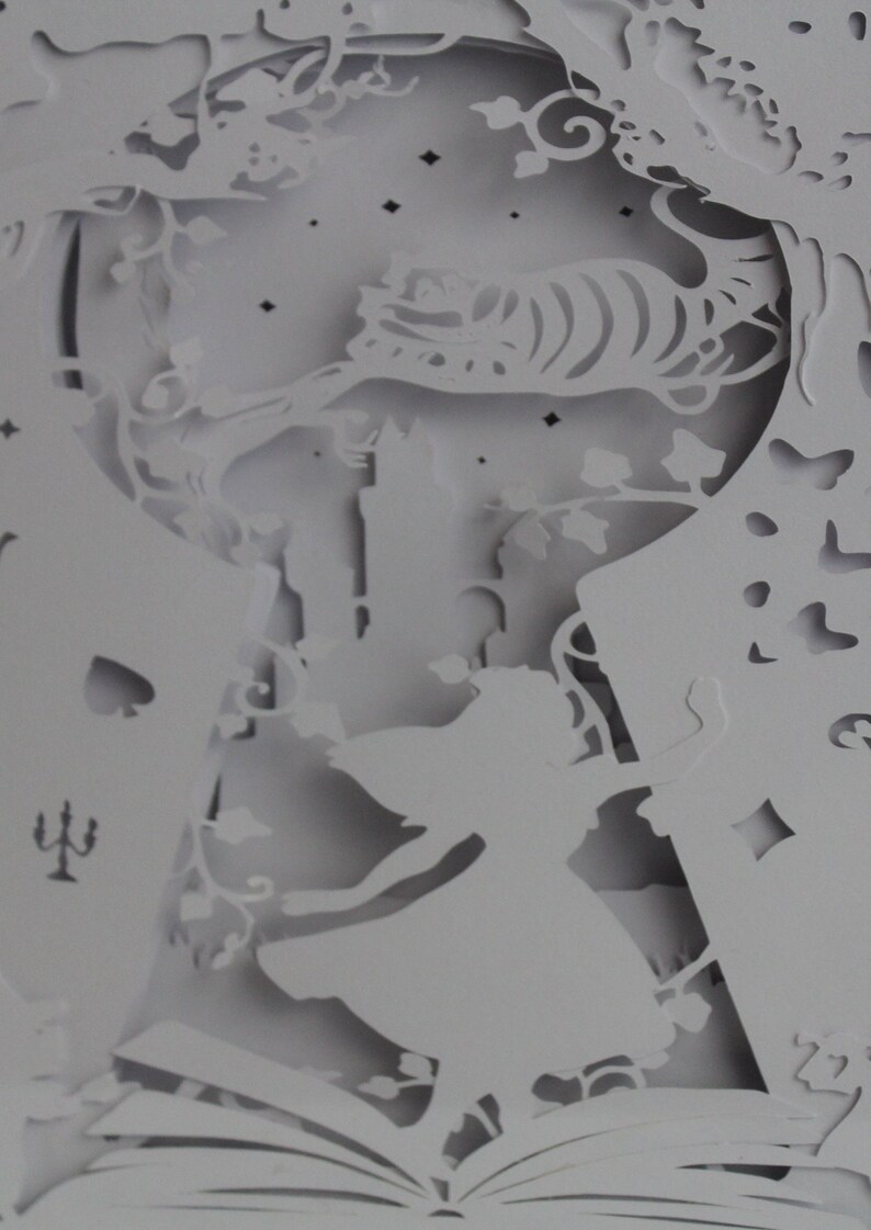 Alice in Wonderland, 3D Shadow Box, Light Box, 3D Paper Art, Paper Cut ...
