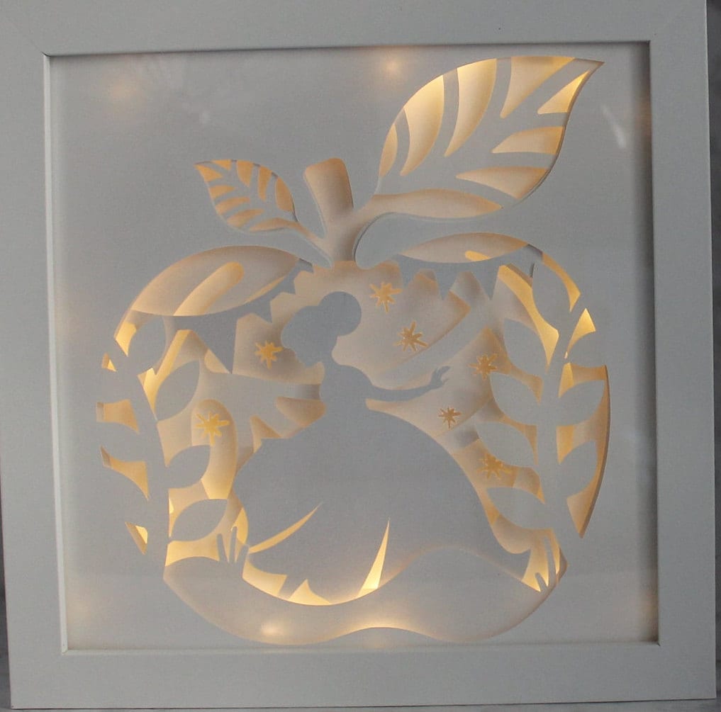 Snow White, Apple, Shadow Box, 3D Paper Art, Light Box, 3D Shadow Box ...