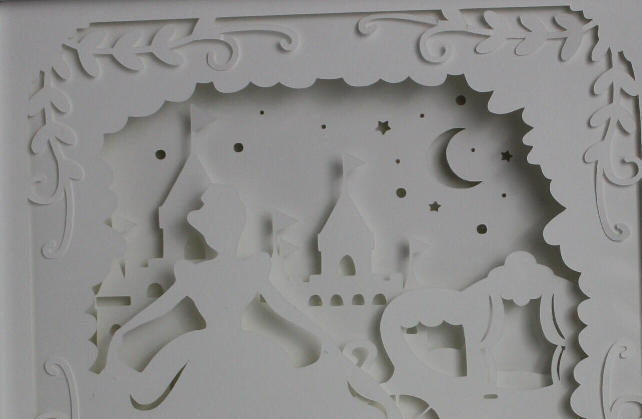 Cinderella, Castle and Glass Slipper, 3D Shadow Box, Layered Paper Art ...