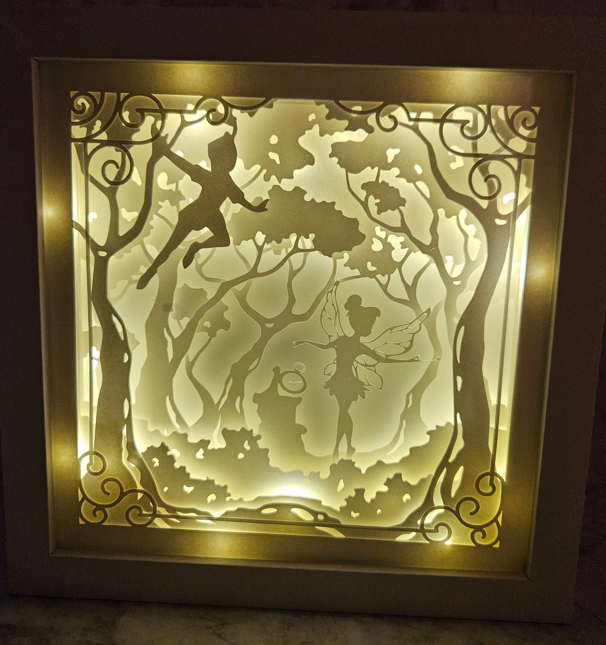 Peter Pan, Tinkerbell, Neverland, 3D LED Shadow Box, Light Box, Paper ...