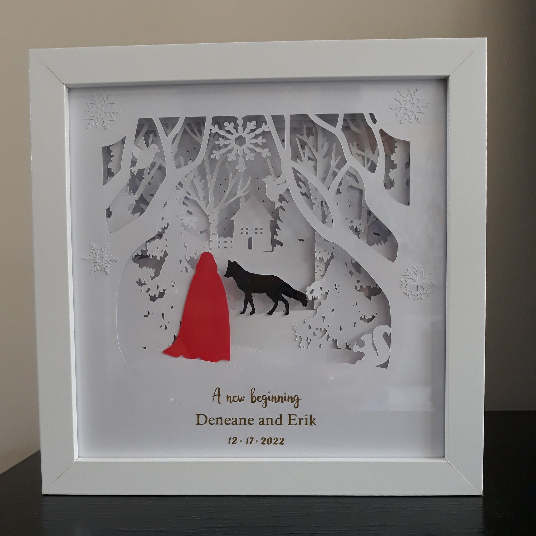 Little Red in the Forest, 3D Shadow Box, Winter Scene Decor, Layered ...