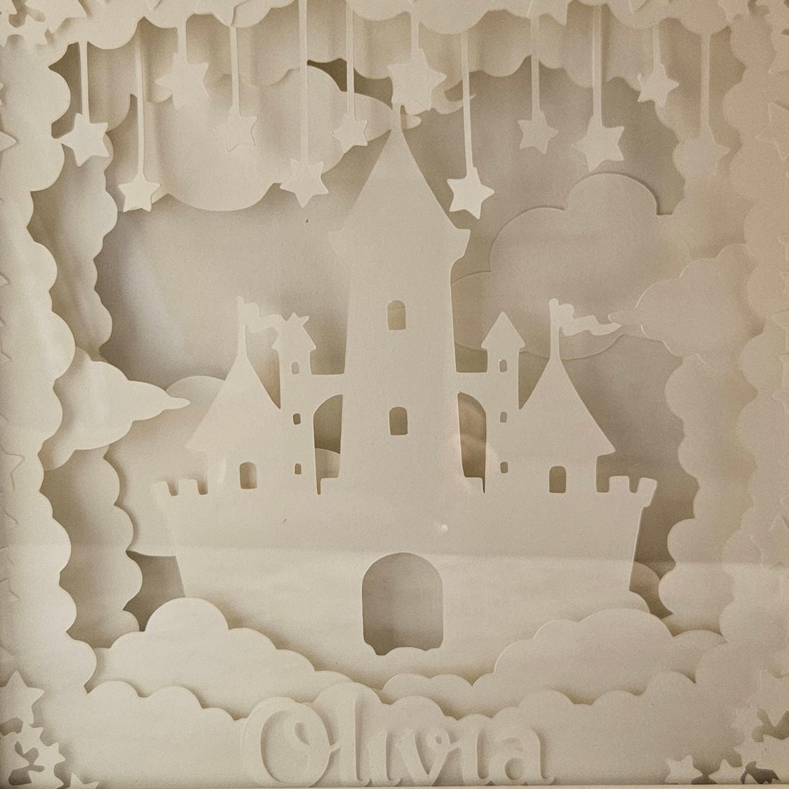 Baby Girl Shadow Box, 3D Customizable Light Box With Name, 3D Paper Cut ...