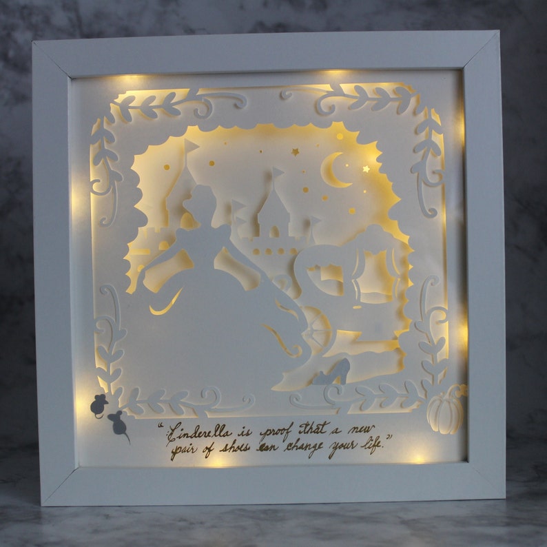 Cinderella, Castle and Glass Slipper, 3D Shadow Box, Layered Paper Art ...