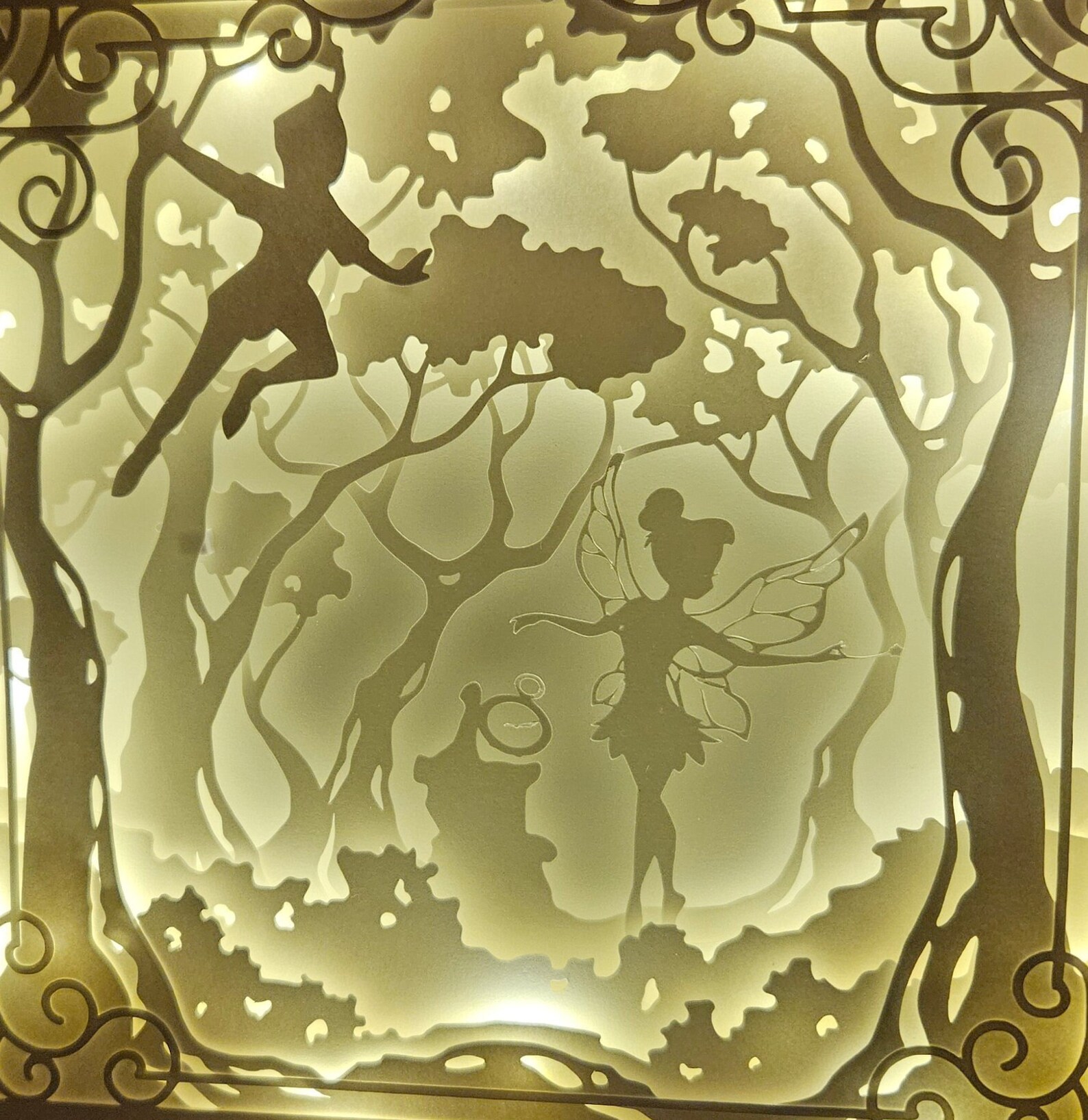 Peter Pan, Tinkerbell, Neverland, 3D LED Shadow Box, Light Box, Paper ...