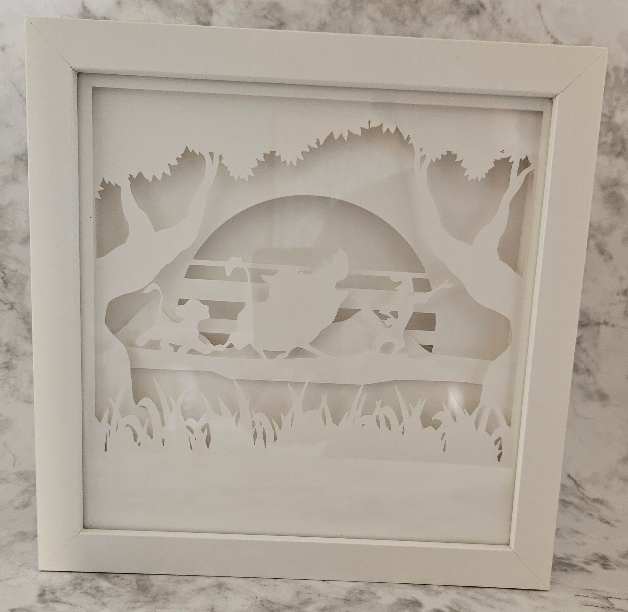 Lion King, Simba, Safari Animals, Jungle Scene, 3D Shadow Box, LED ...