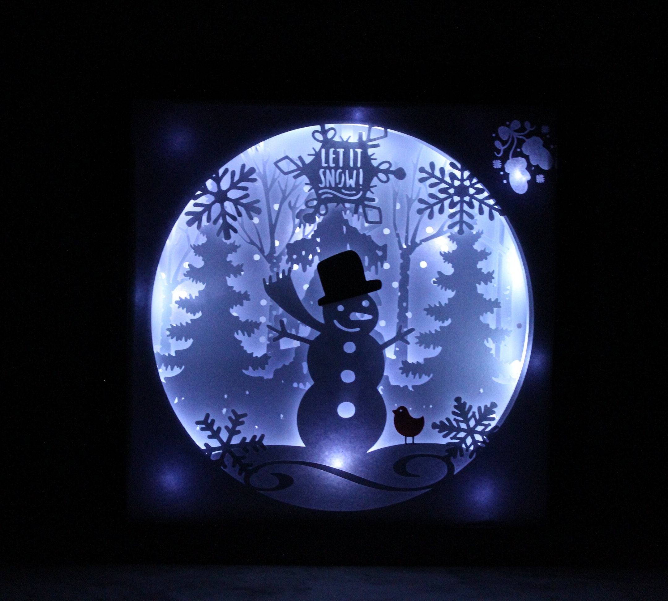 Snowman, Let It Snow, Winter Scene, 3D Shadow Box, 3D Paper Art, Light ...