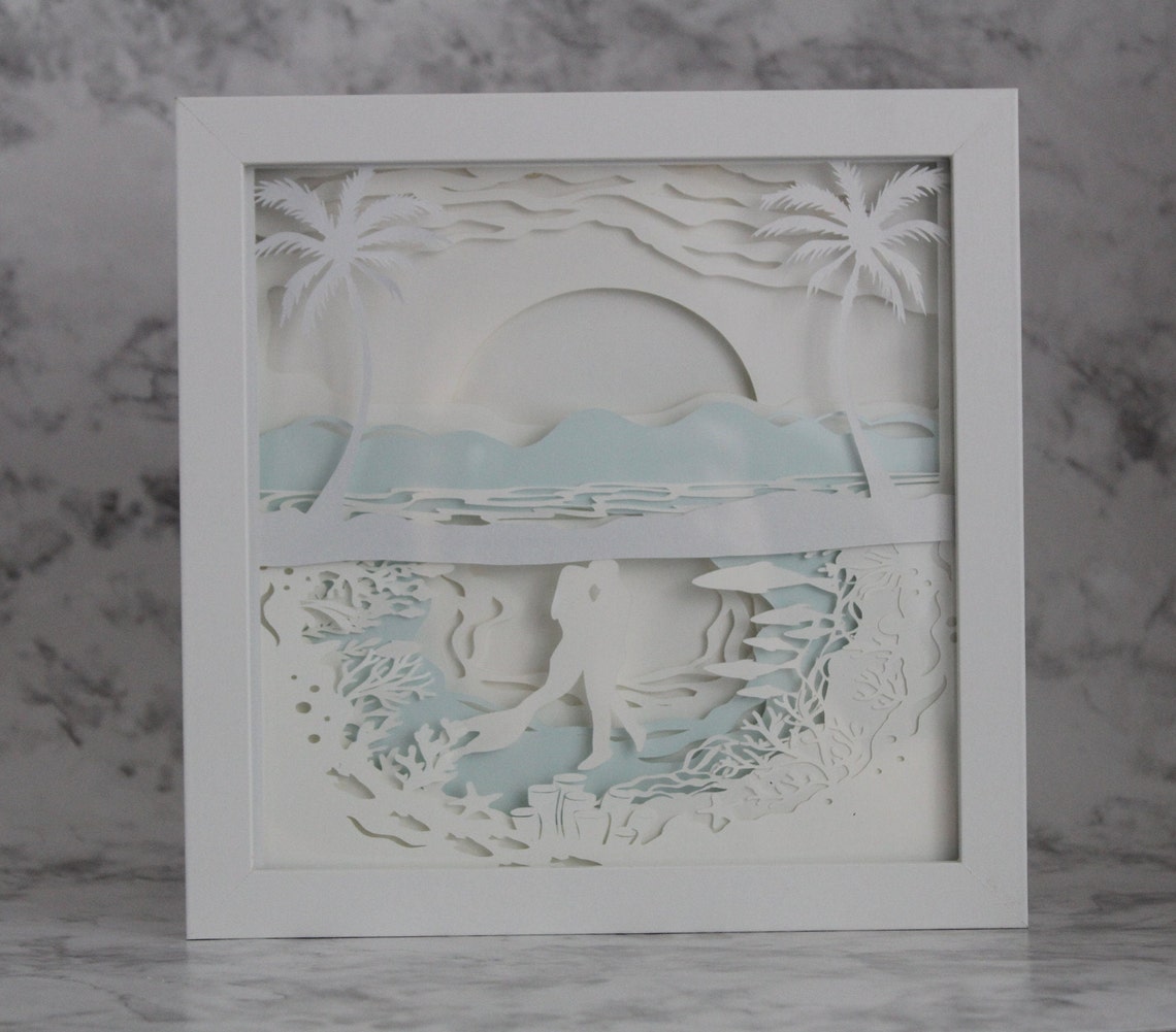 Mermaid and Prince, Underwater/sunset Scene, 3d Shadow Box, Light Box ...