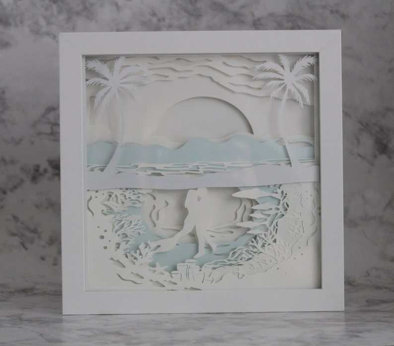Mermaid and Prince, Underwater/sunset Scene, 3d Shadow Box, Light Box ...