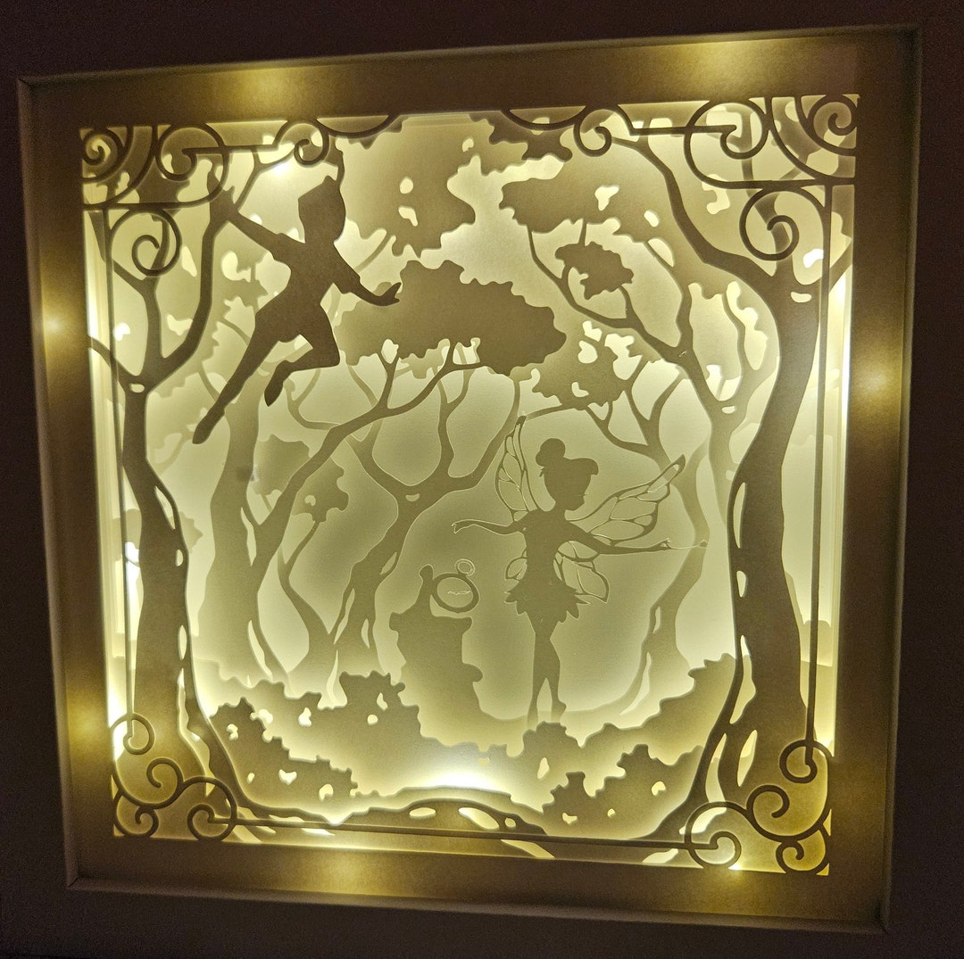 Peter Pan, Tinkerbell, Neverland, 3D LED Shadow Box, Light Box, Paper ...