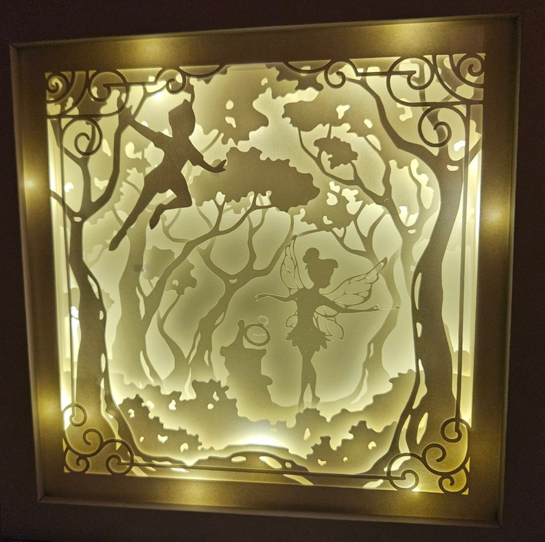 Peter Pan, Tinkerbell, Neverland, 3D LED Shadow Box, Light Box, Paper ...