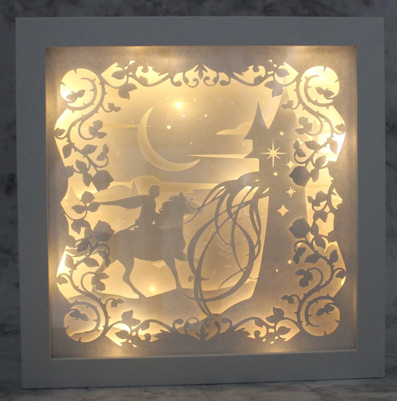 Rapunzel, Tangled Inspired, Shadow Box, 3D Art, Light Box, 3d Paper Art ...