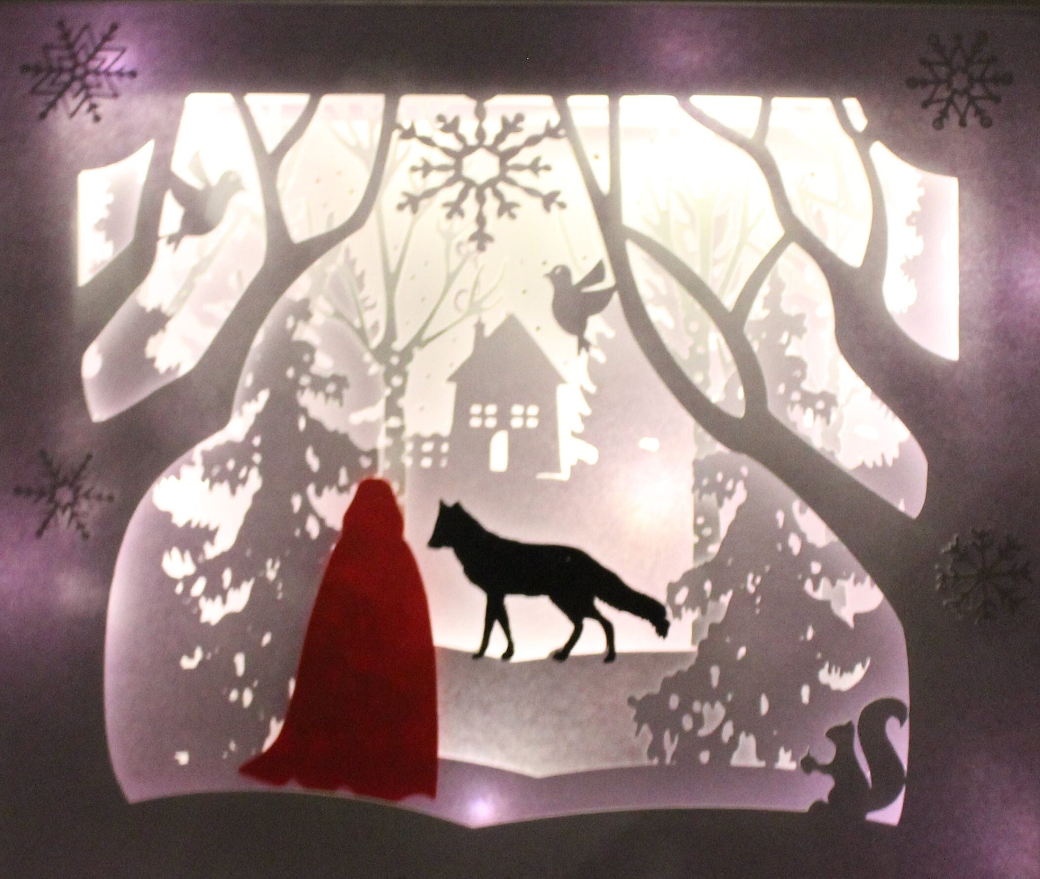 Little Red in the Forest, 3D Shadow Box, Winter Scene Decor, Layered ...