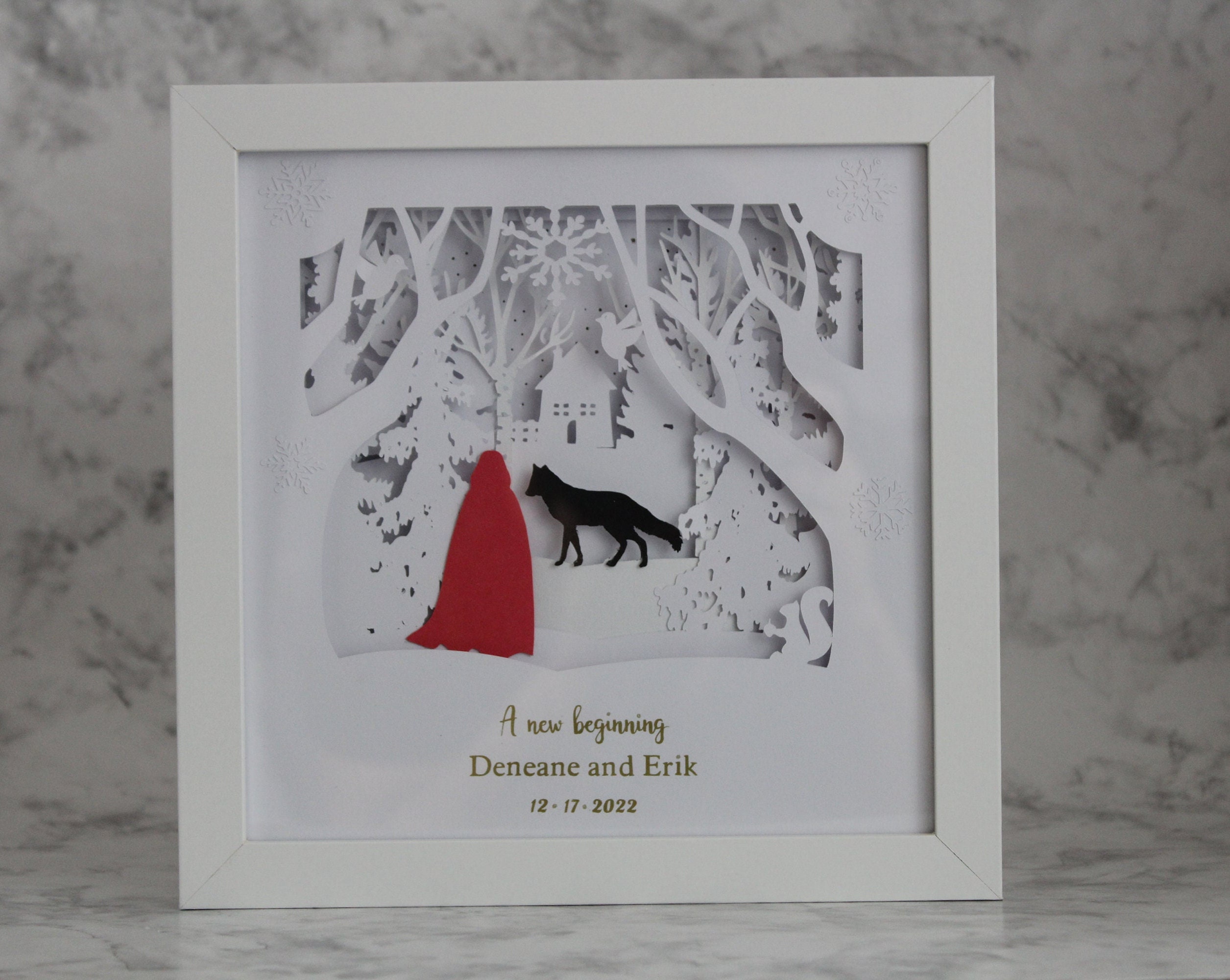 Little Red in the Forest, 3D Shadow Box, Winter Scene Decor, Layered ...