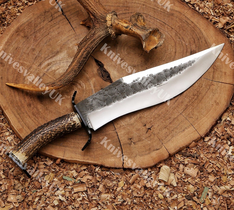 Custom Handmade Antler Bowie Knife, Stag Bowie, 1095 Steel, Mirror ...