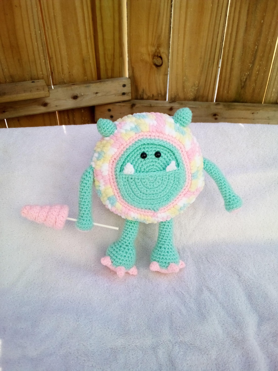 Cotton Candy Monster , Crochet ,handmade Plushie , Stuffed Monster ...