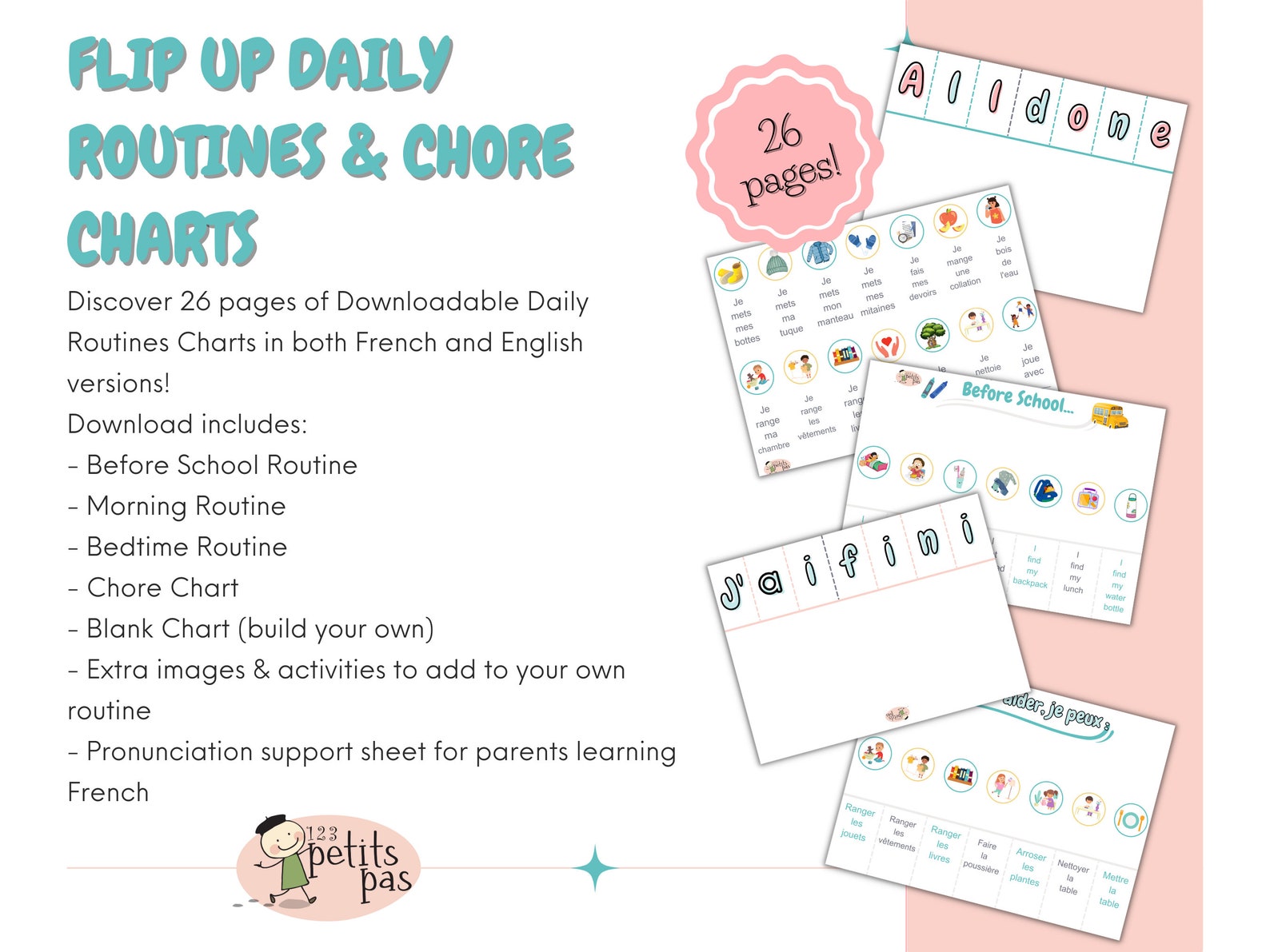 Flip-up Daily Routines & Chore Charts for Parents, Teachers, and ...