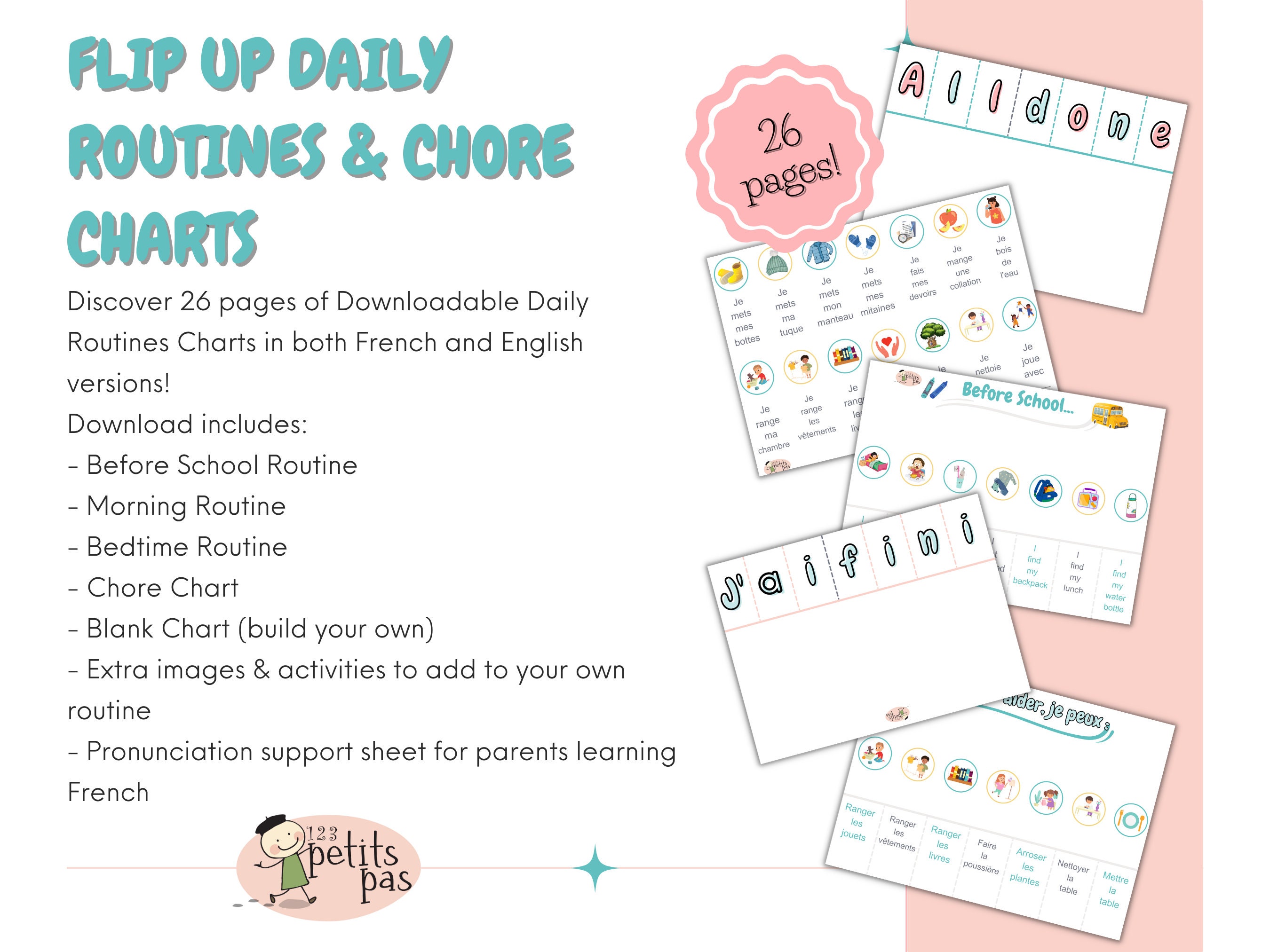 Flip-up Daily Routines & Chore Charts for Parents, Teachers, and ...