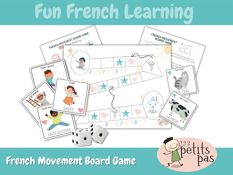 Kids French Learning Movement Printable Board Game - Etsy Canada