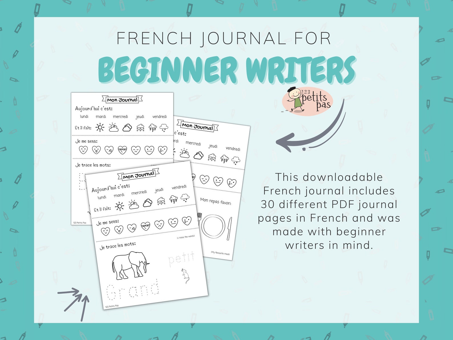 French Journal for Beginner Writers Kids Digital Printable - Etsy Canada