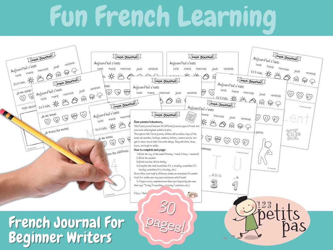 French Journal for Beginner Writers Kids Digital Printable - Etsy Canada