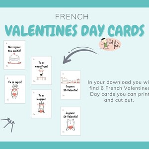 French Valentines Day Printable Cards for School, Friend and Family ...