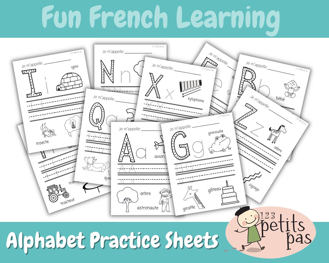 26 Alphabet French Practice Sheets Printable - Etsy