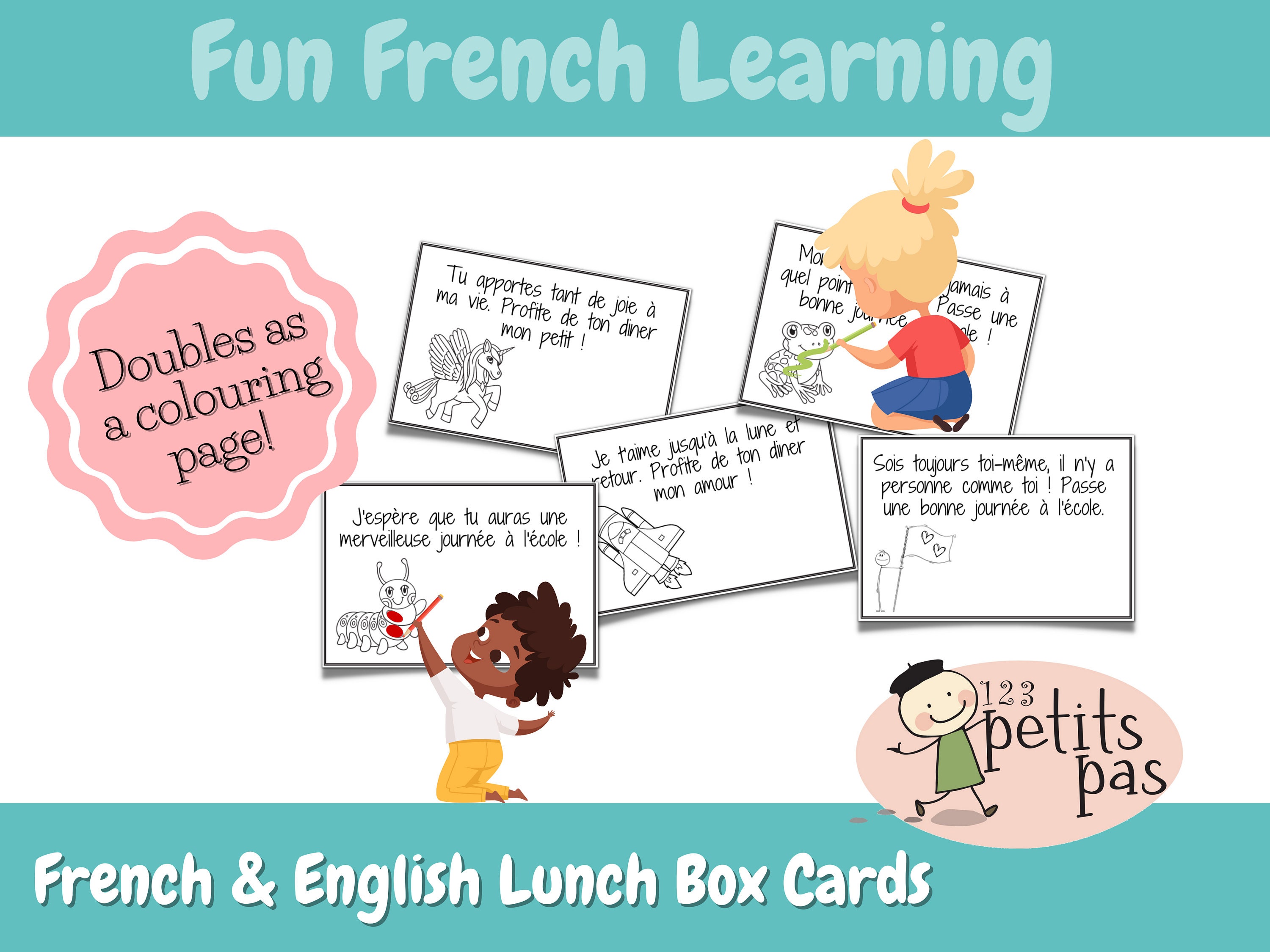 Printable French & English Lunchbox Cards for Kids - Etsy