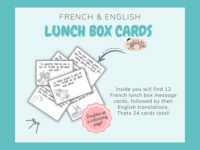 Printable French & English Lunchbox Cards for Kids - Etsy