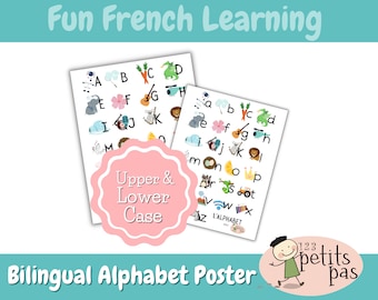 English French Bilingual Alphabet Poster, Nursery Art, Digital Download ...