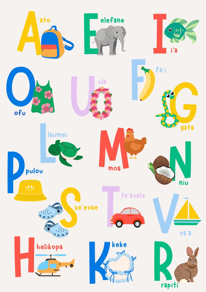 Samoan Alphabet Print | Gagana Samoa Poster for Kids | Pasifika Nursery ...