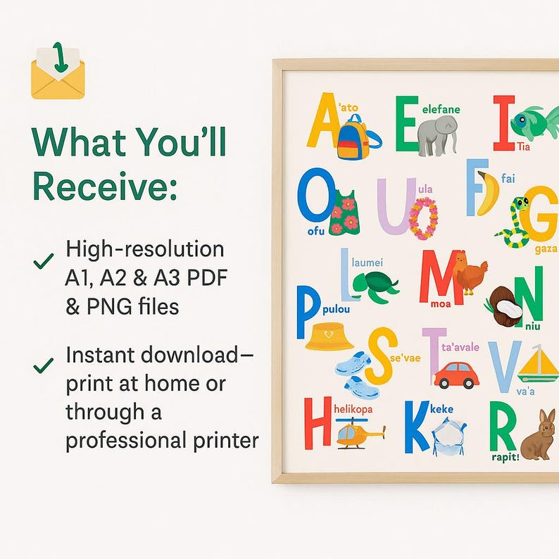 Samoan Alphabet Print | Gagana Samoa Poster for Kids | Pasifika Nursery ...