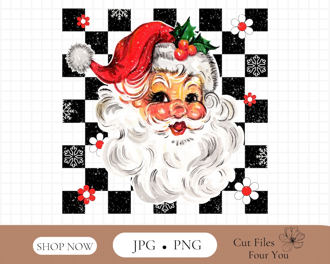 Checkered Santa Claus Png - Retro Santa Png-merry Christmas Png-retro Christmas Png-christmas ...