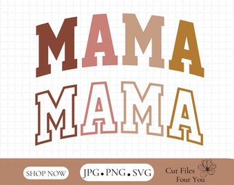 Mama Boho Varsity Letters Color Design File Printable Png Cut File Svg ...