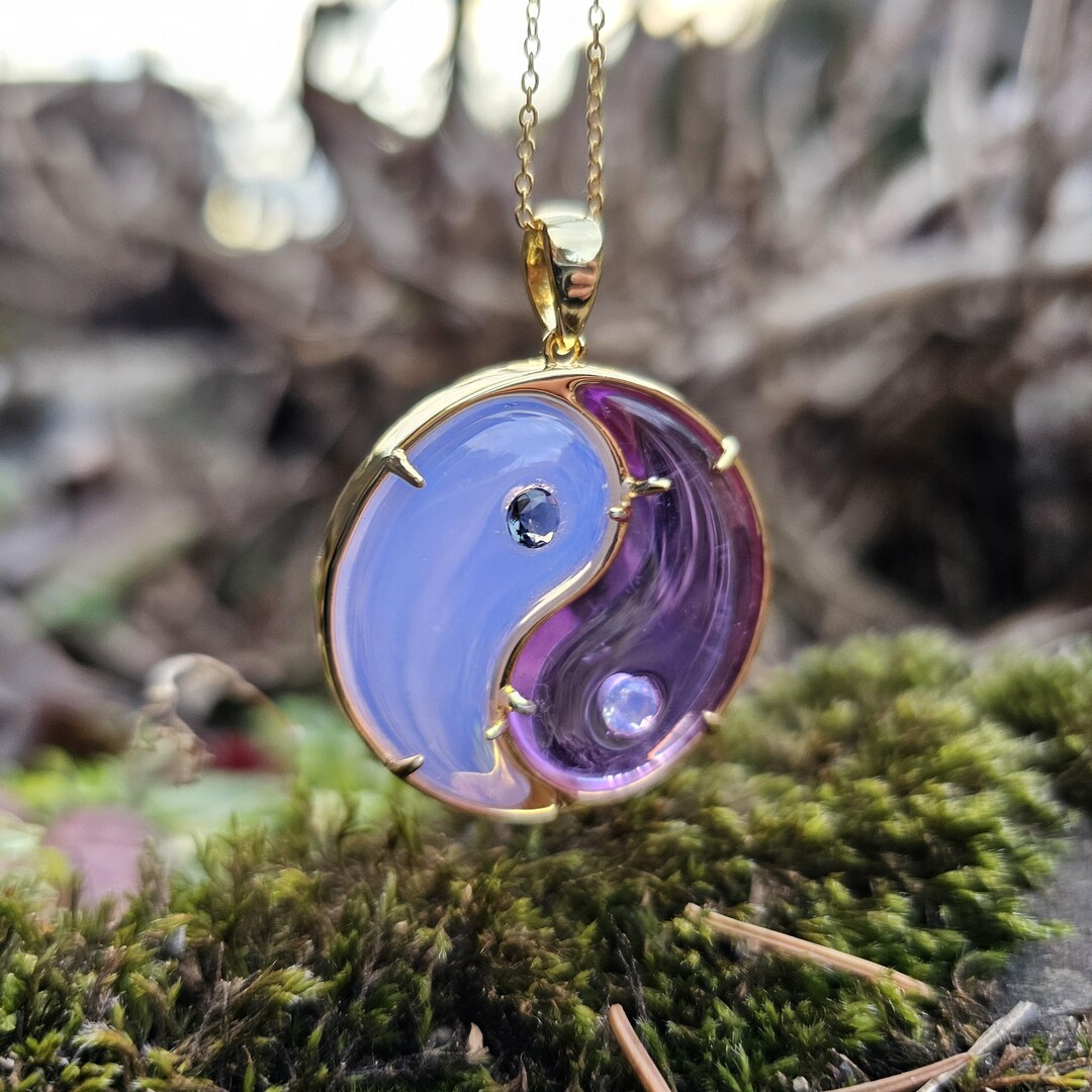 Yin Yang Andara Crystal Pendant, Angel Aura, Violet Flame EE Zadkiel ...