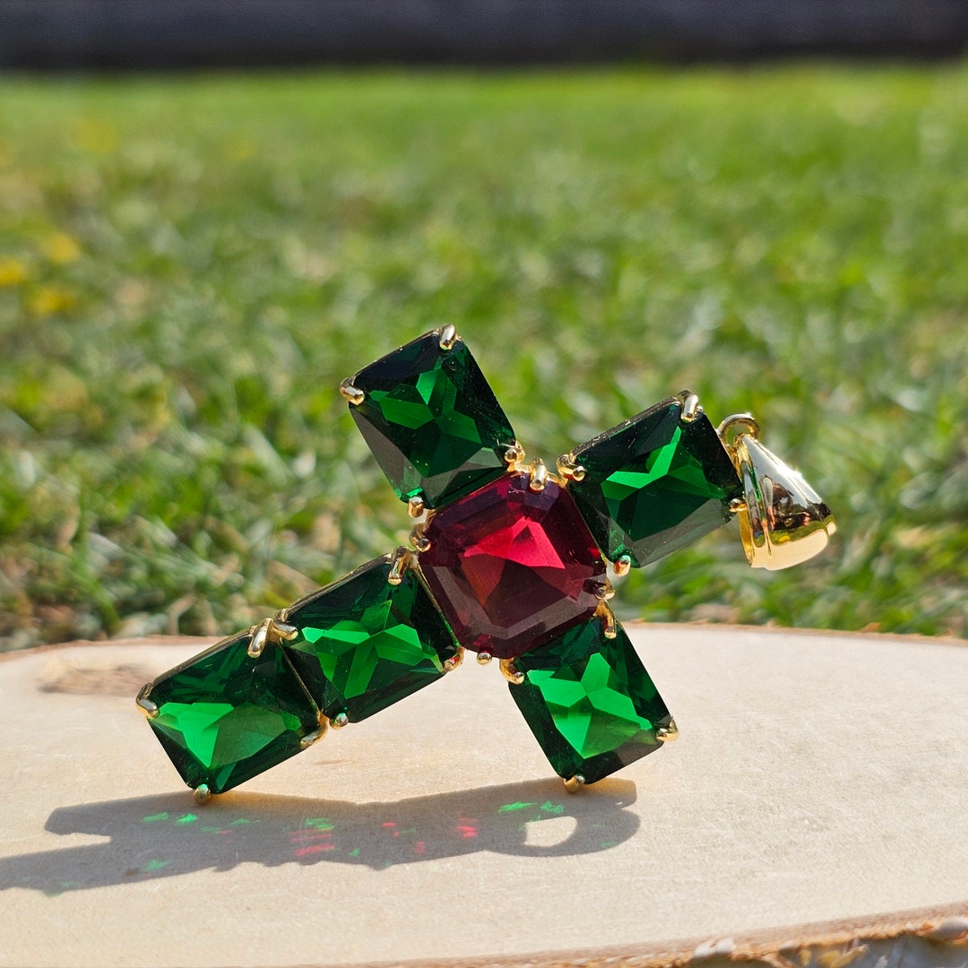 Emerald Green Andara Protective Cross Pendant, Archangel Raphael, Lady ...