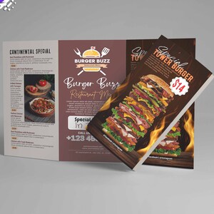 Burger Buzz Restaurant Menu Tri Fold Template Restaurant Menu Template ...