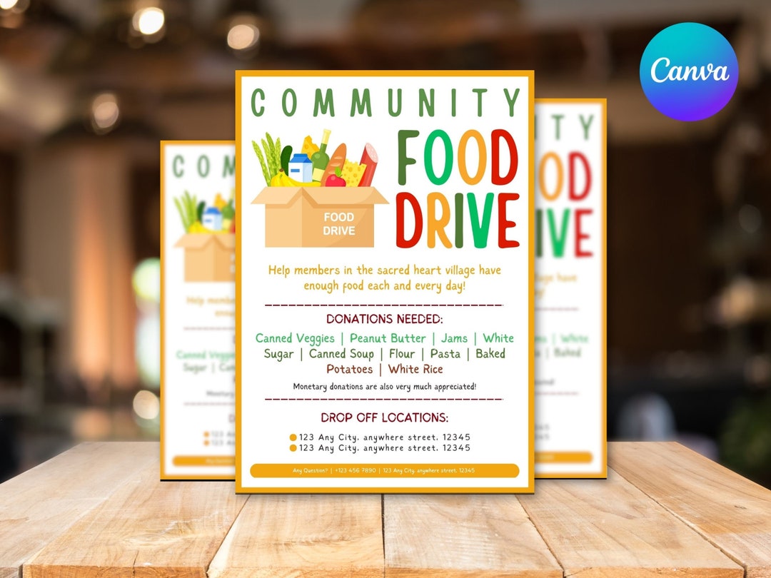 Editable Community Food Drive Flyer Template, Food Drive Flyer ...