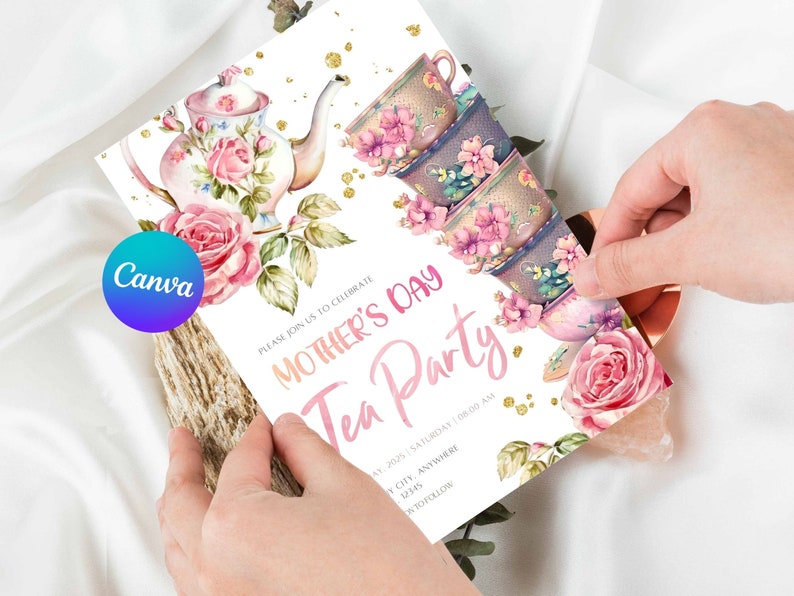 Editable Mothers Day Tea Party Invitation, Mother's Day Brunch Invite ...