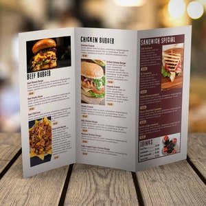 Burger Buzz Restaurant Menu Tri Fold Template Restaurant Menu Template ...