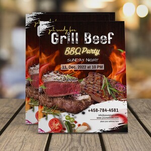 BBQ Food Flyer Template Bbq Party Flyer Bbq and Grill Party Invite ...