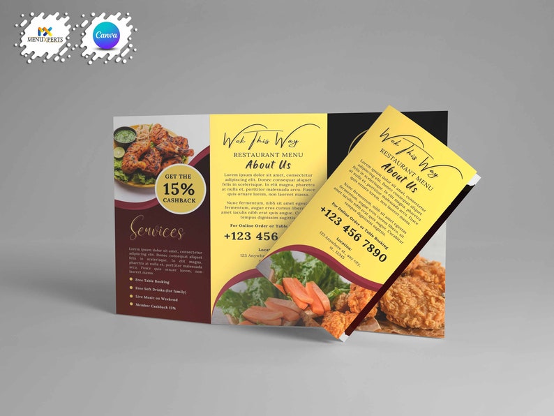 Restaurant Menu Template, Tri-fold Canva Menu Template, Tri-fold ...