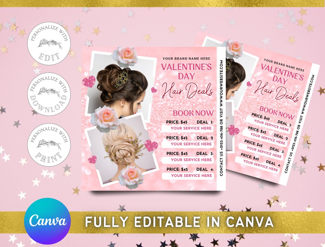 Valentines Day Flyer, February Booking Flyer, Valentines Day Hair Flyer ...