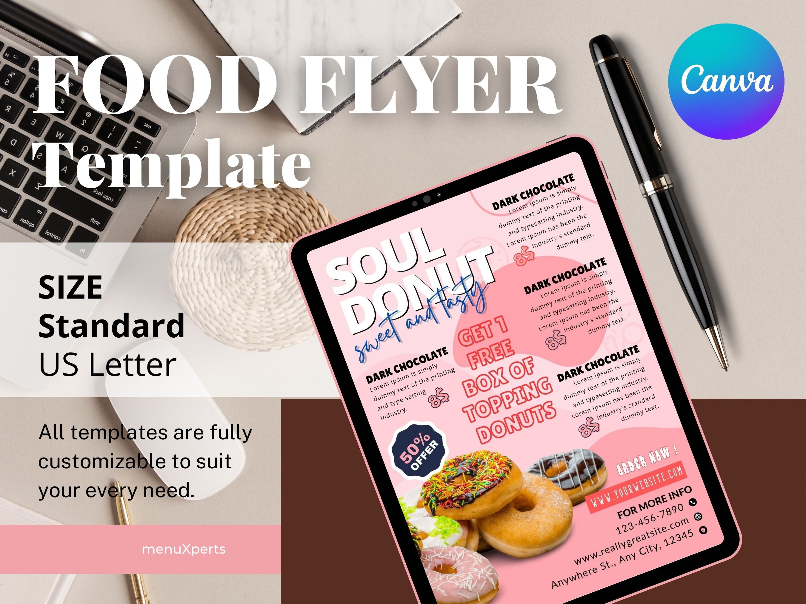 Donut Flyer Template Doughnut Business Flyer Baking Dessert - Etsy