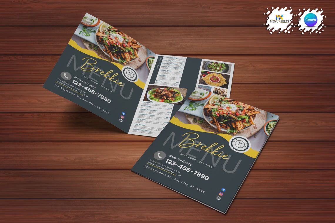 Restaurant Menu Template, Bi Fold Canva Menu Template, Bi Fold ...