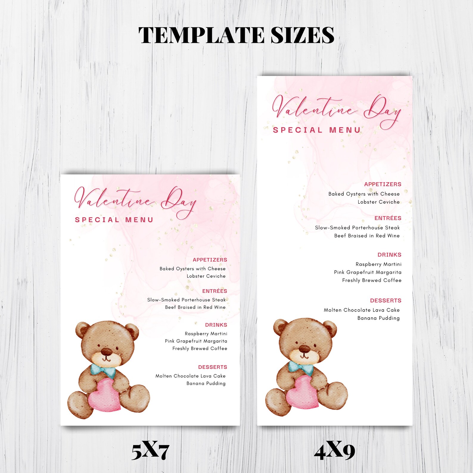 Valentines Day Menu, Printable Sweet Hearts Birthday Baby Shower Teens ...