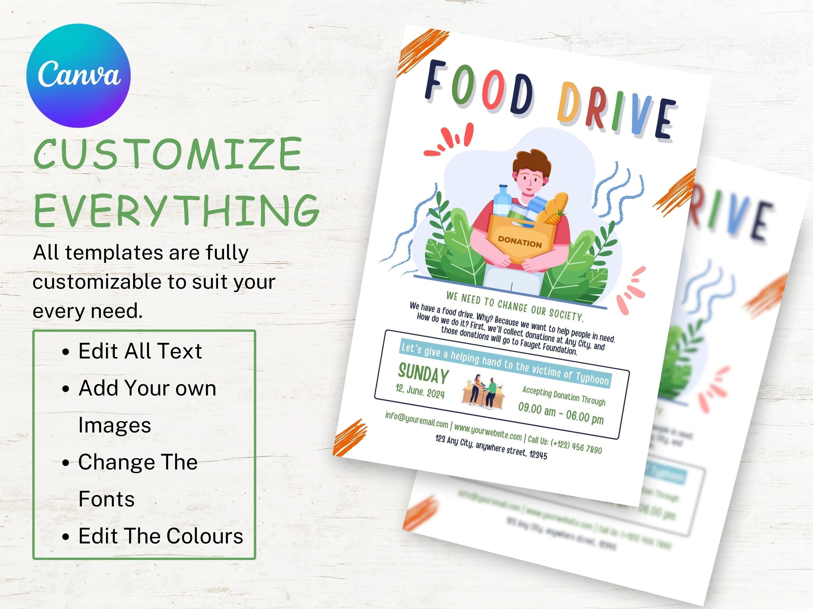 Editable Food Drive Flyer Template Food Flyer Template - Etsy