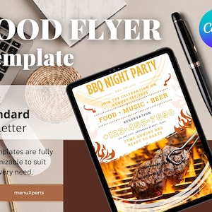 Bbq Night Party Flyer, Diy Canva Bbq Night Flyer Template, Editable ...