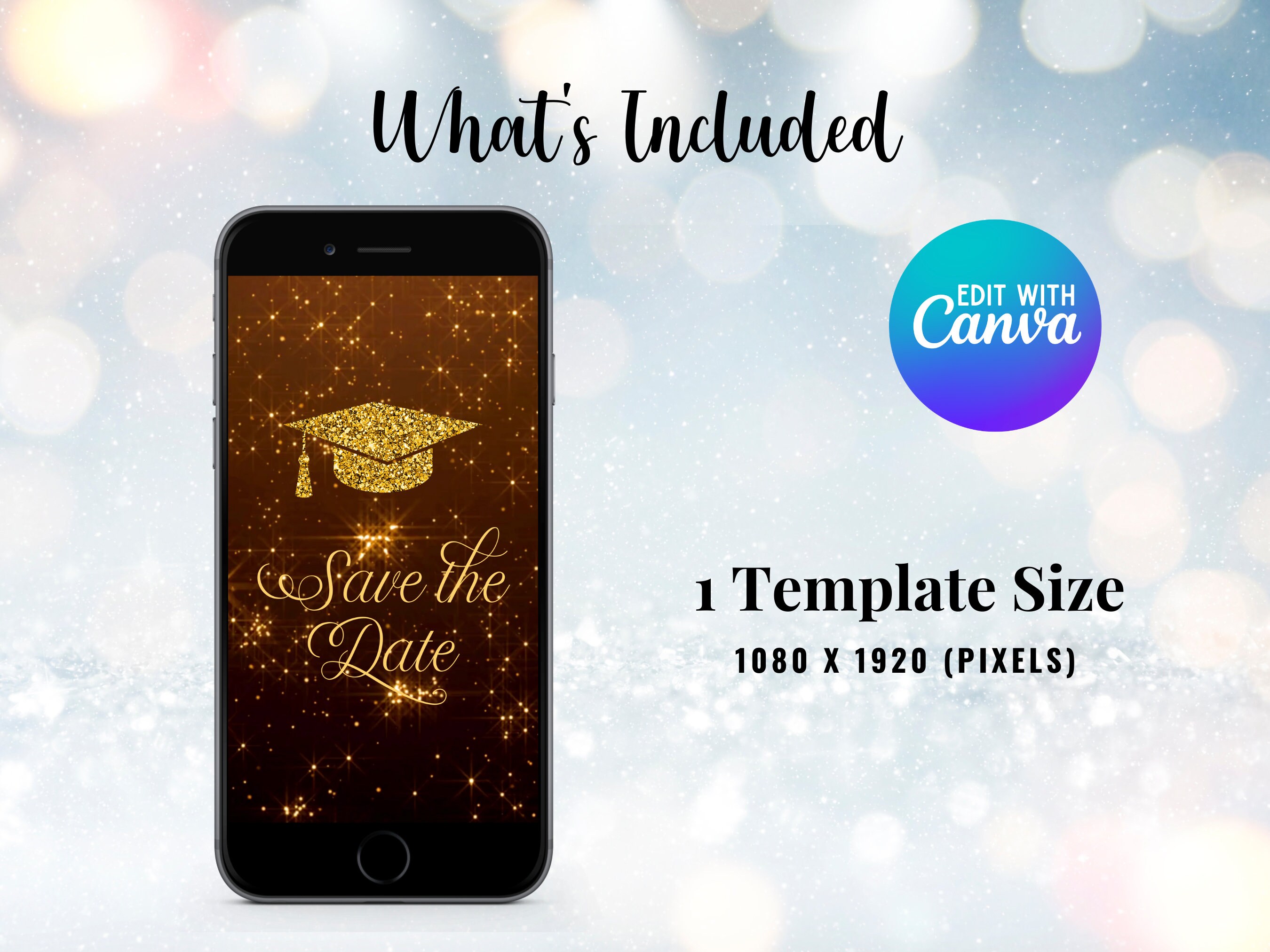 Digital Graduation Party Invitation, Animated Golden Glitter College ...