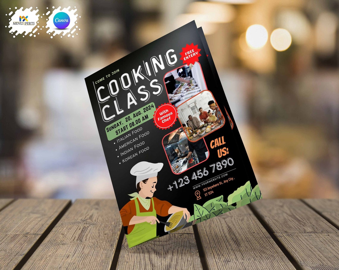 Cooking Class Food Flyer, DIY Canva Cooking Class Flyer Template ...