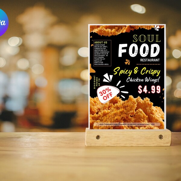 Wings Food Menu Template - Etsy